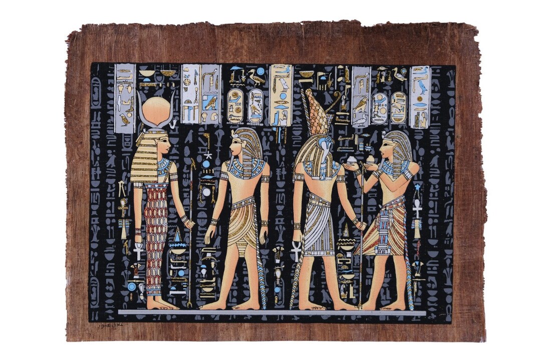 Ancient Egyptian Papyrus of King Ramesses II Making Offerings to Isis ...