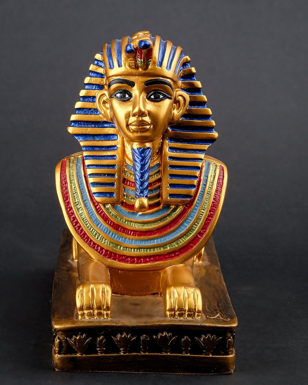 Ancient Egyptian Statue of Sphinx Heavy Stone Unique Painted Colored ...
