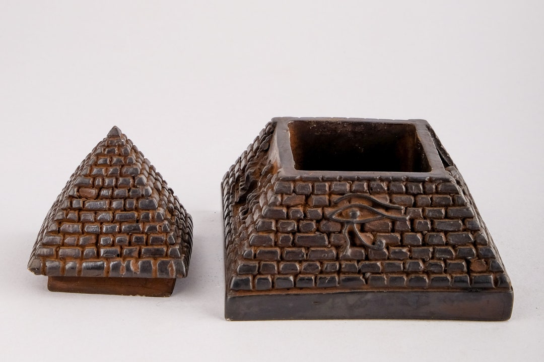 Egyptian Pyramid Trinket Box Art Pharaonic Inscriptions Black Egyptian ...