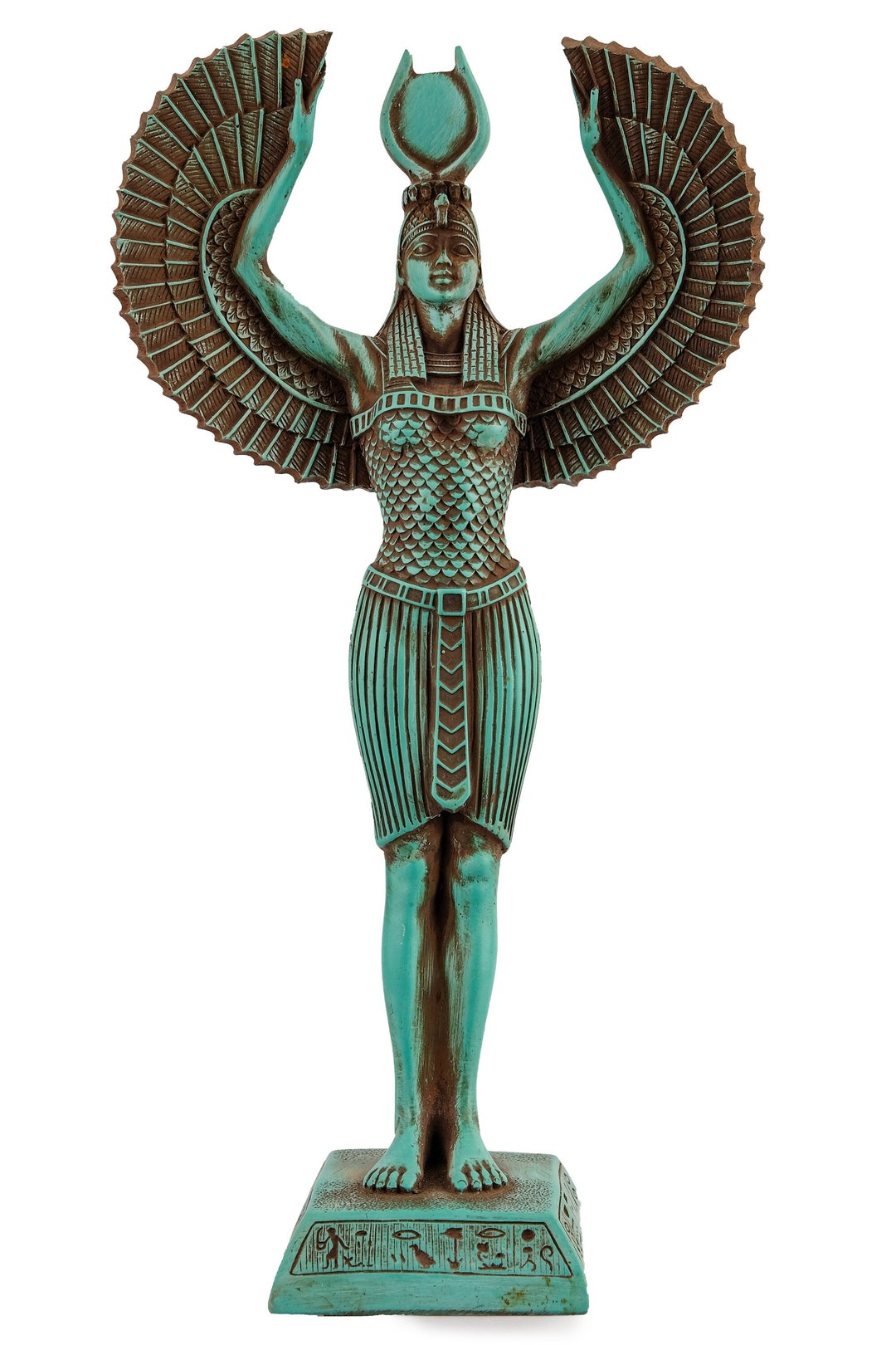 Egyptian Statue of Isis Wings Green Large Stone Symbol of Protection ...
