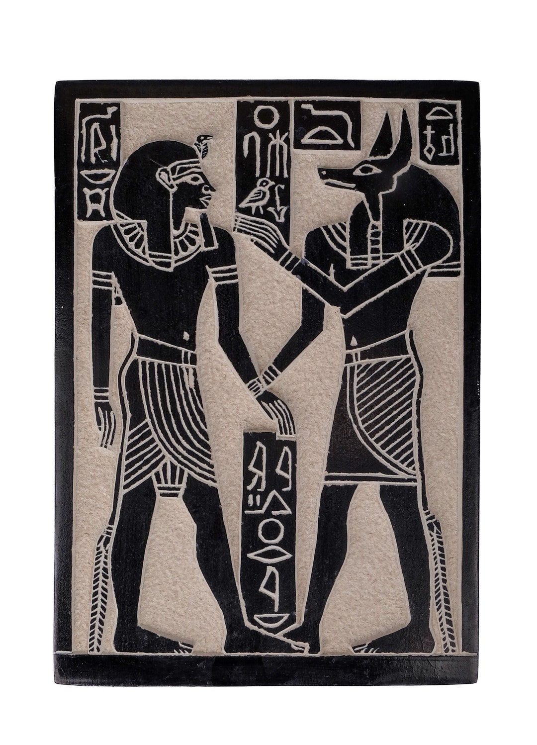 Unique Ancient Egyptian Wall Relief of Anubis Bless Ramses II Heavy ...