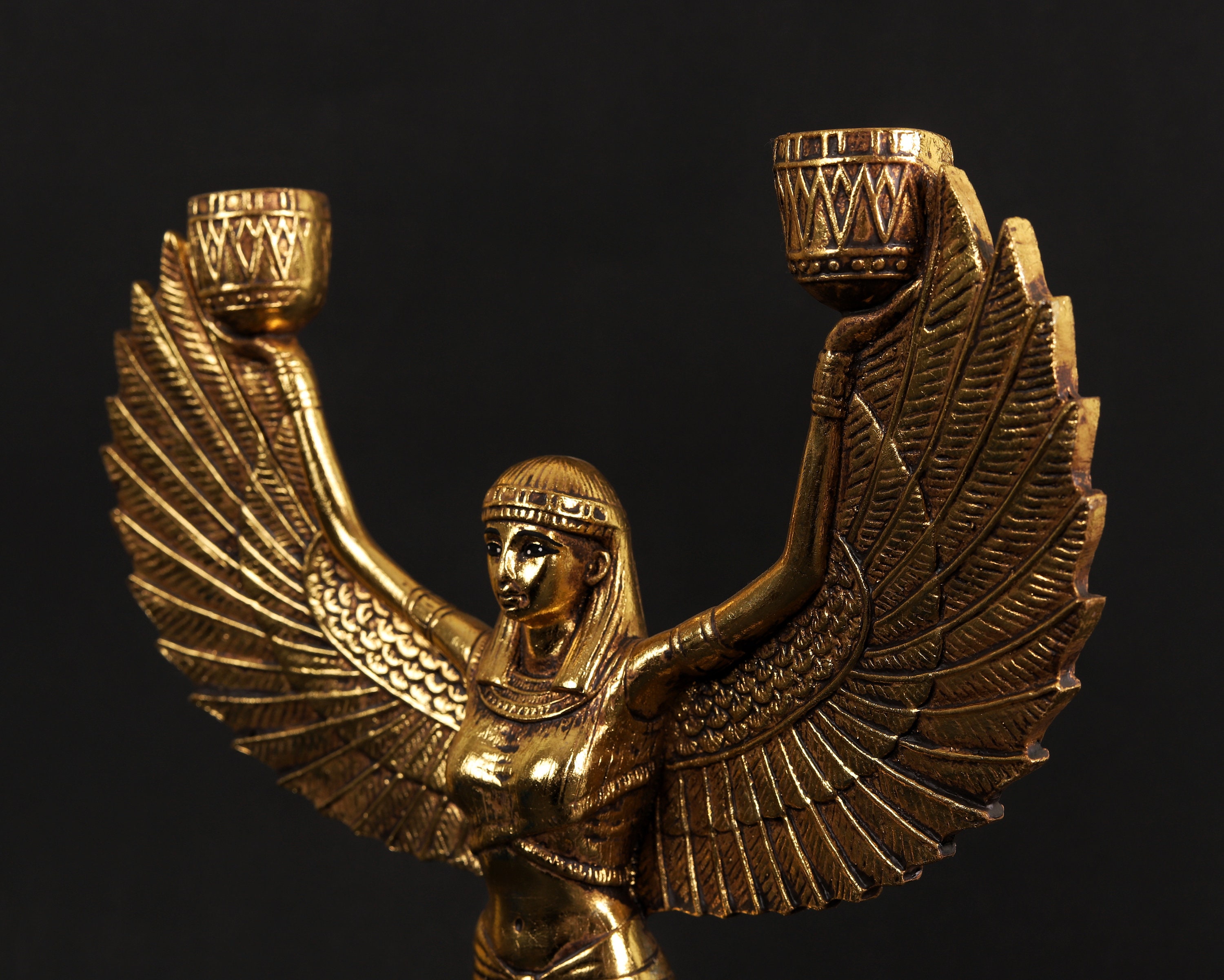 Egyptian Goddess Isis open wings candleholder decorative with | Etsy