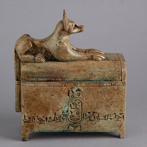Anubis Coffin Dog Jackal, Box Real Stone With Set Canopic Jars Sons of ...