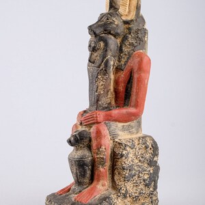 Seated Anubis Jackal Holding a Mummy Form With a Hapi son of Horus ...