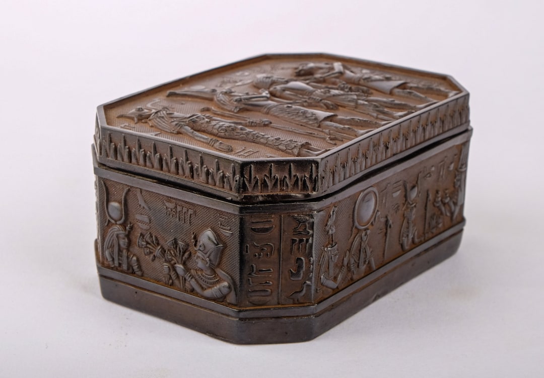 Unique Ancient Egyptian Art Box Heavy Decorative Inscriptions Pharaonic ...