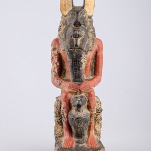 Seated Anubis Jackal Holding a Mummy Form With a Hapi son of Horus ...