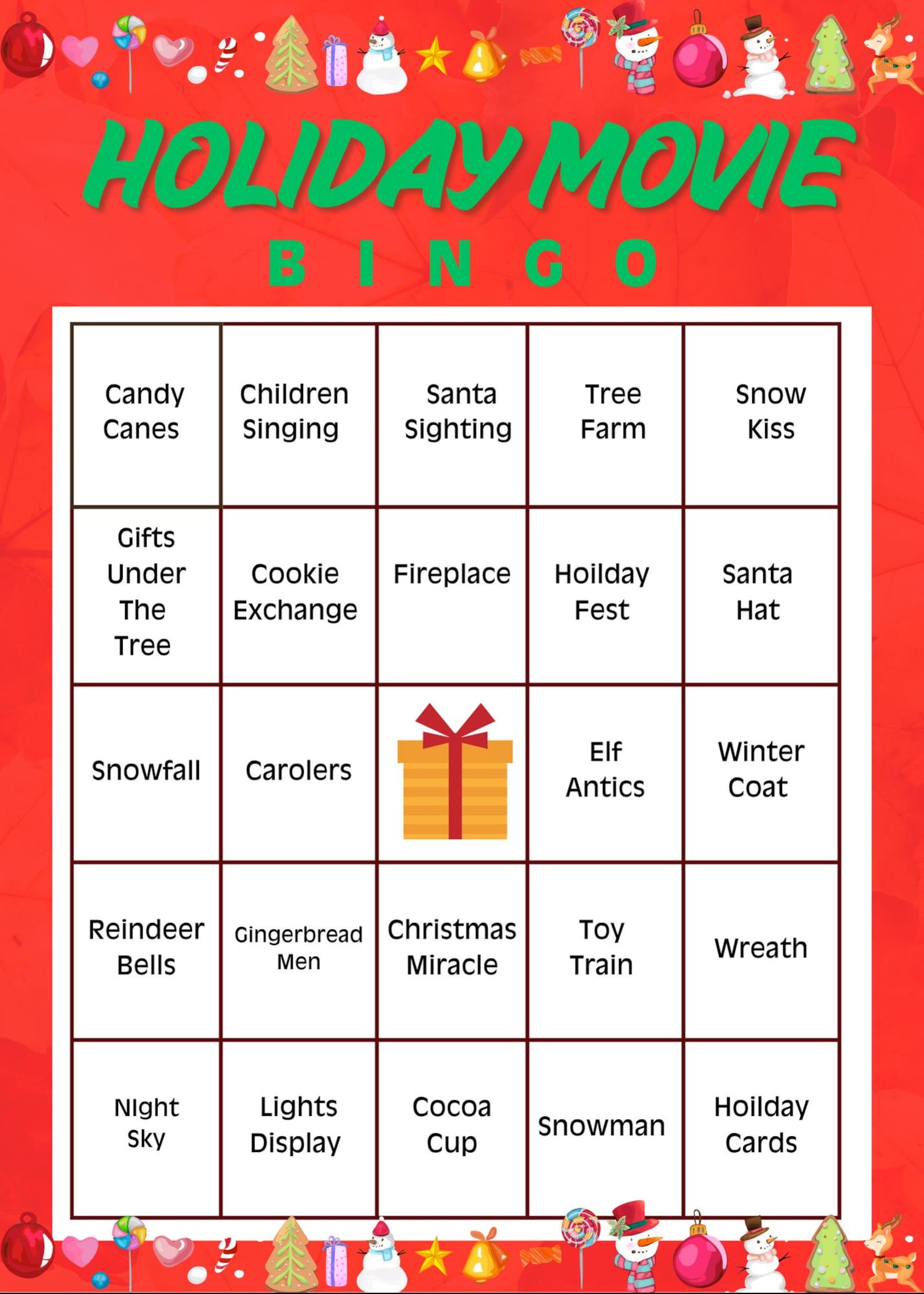 Festive Holiday Movie Bingo - Etsy