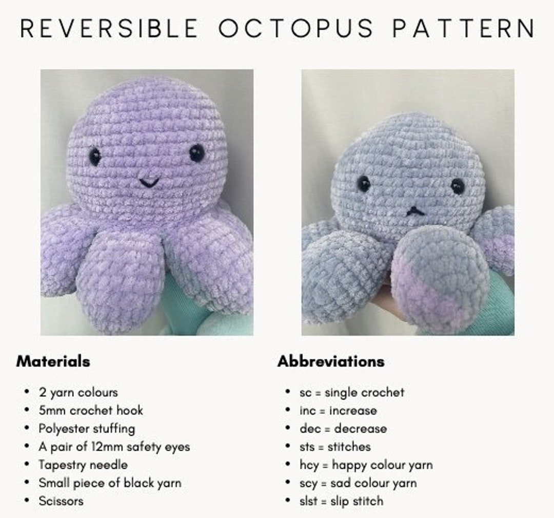 Reversible Octopus Crochet PATTERN - Etsy