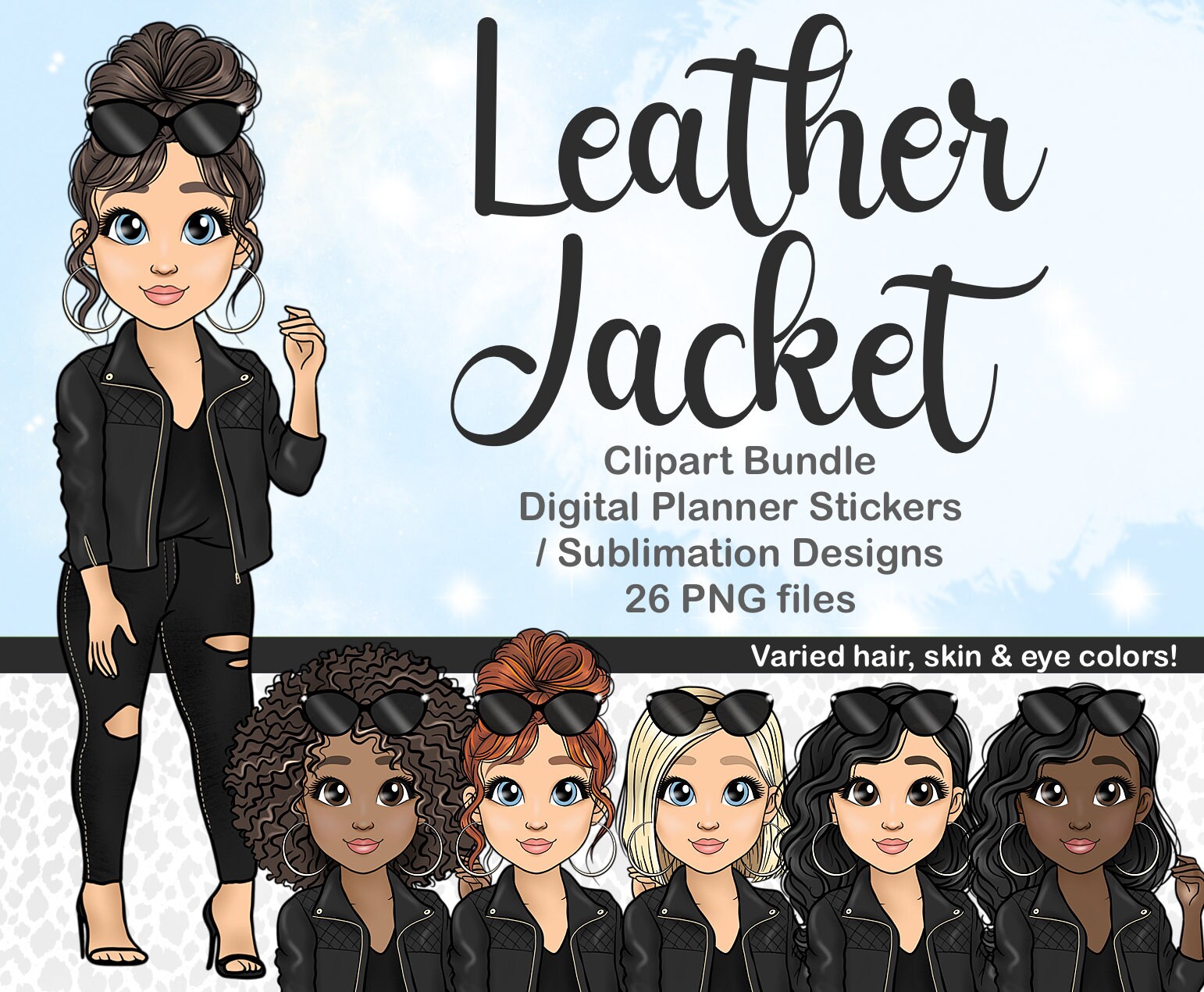 Leather Jacket Cartoon Girl