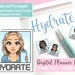 Cute Hydrate Mini Digital Planner Icons, Healthy Emoticon Girl PNG ...