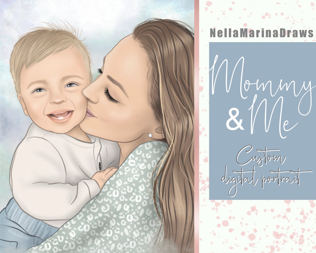 Mommy and Me Portrait, Illustrator for Hire, Mom and Baby Personalised ...
