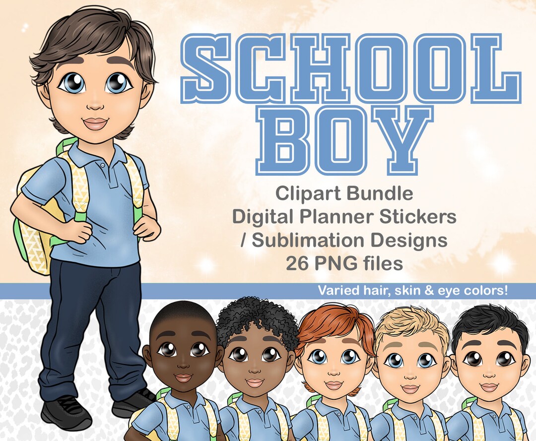 Schoolboy Clipart, School Children PNG, Kid With Backpack Printable ...