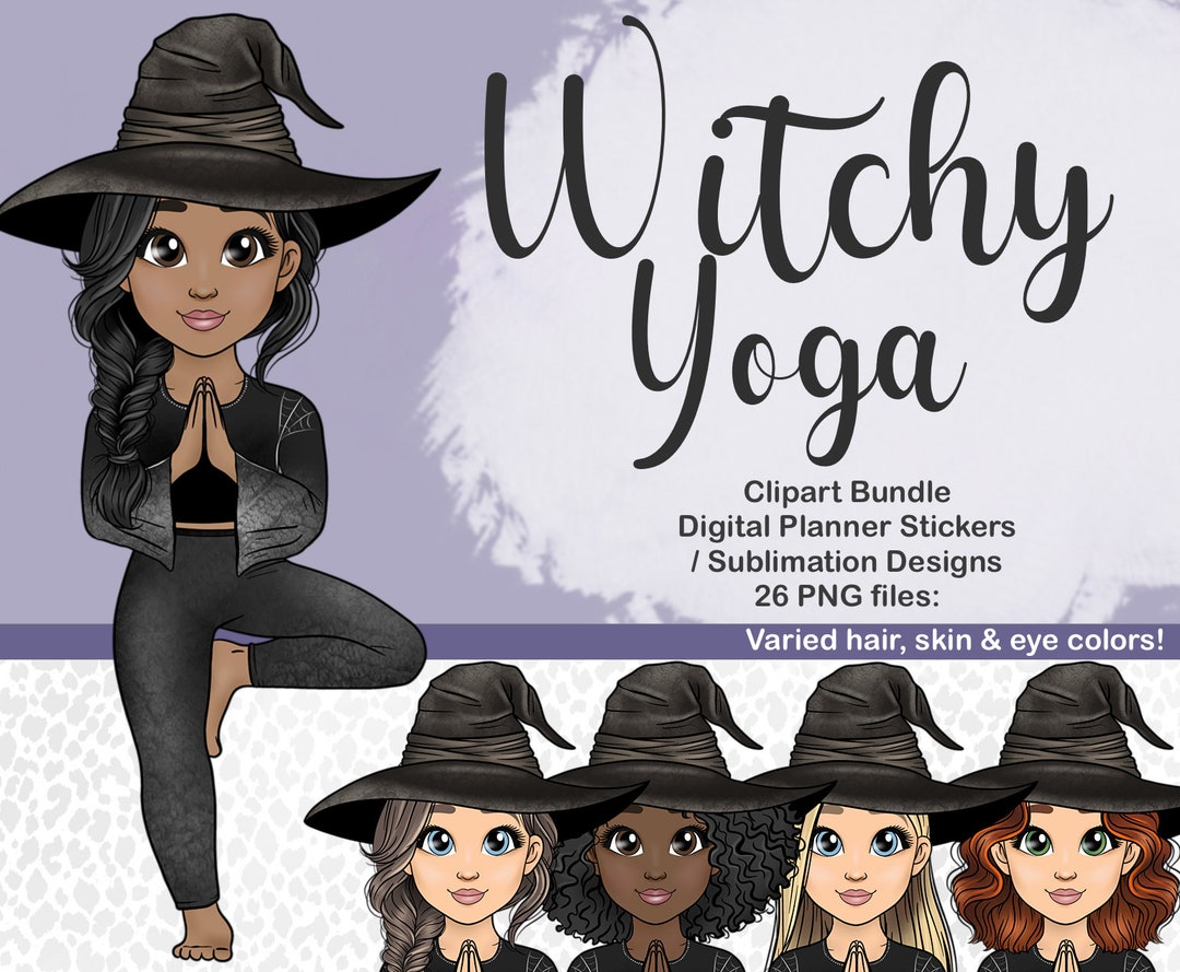 Cute Witch Doing Yoga PNG, Halloween Clipart, Witchy Girl, Wicca ...