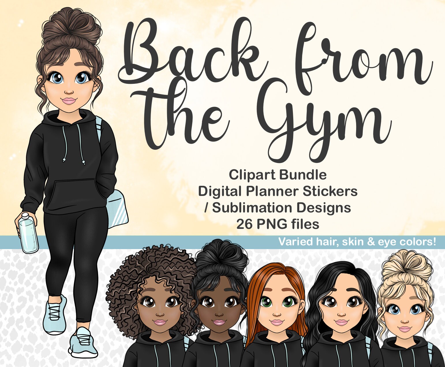 Comfy Hoodie Girl Walking From Gym PNG Cute Workout Chibi - Etsy