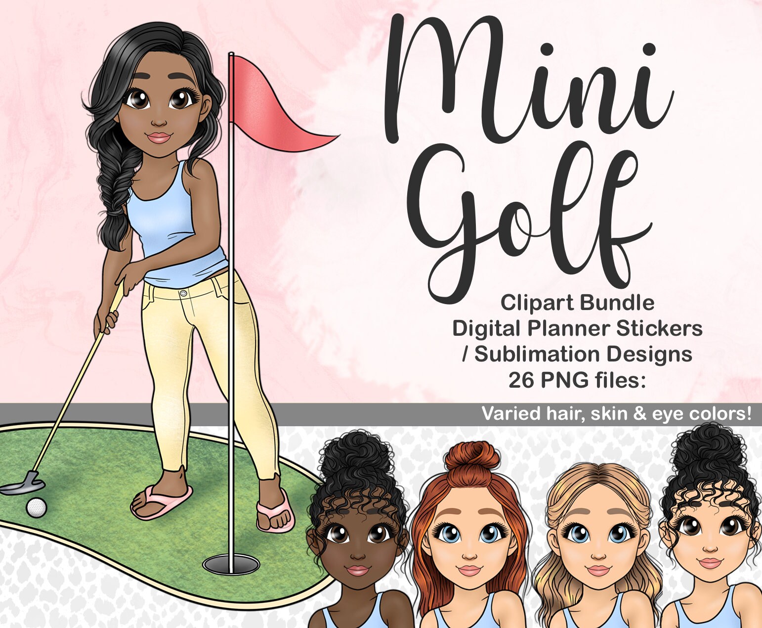 Mini Golf Girl Clipart, Golfing Illustration Files, Activities Png ...