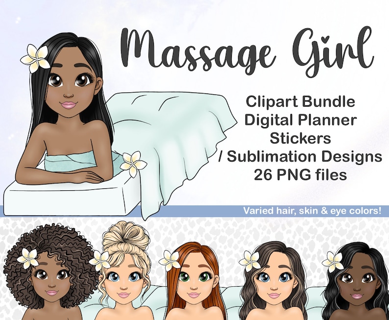 Cute Massage Girl Clipart Kawaii Spa Day Chibi PNG Relaxing - Etsy
