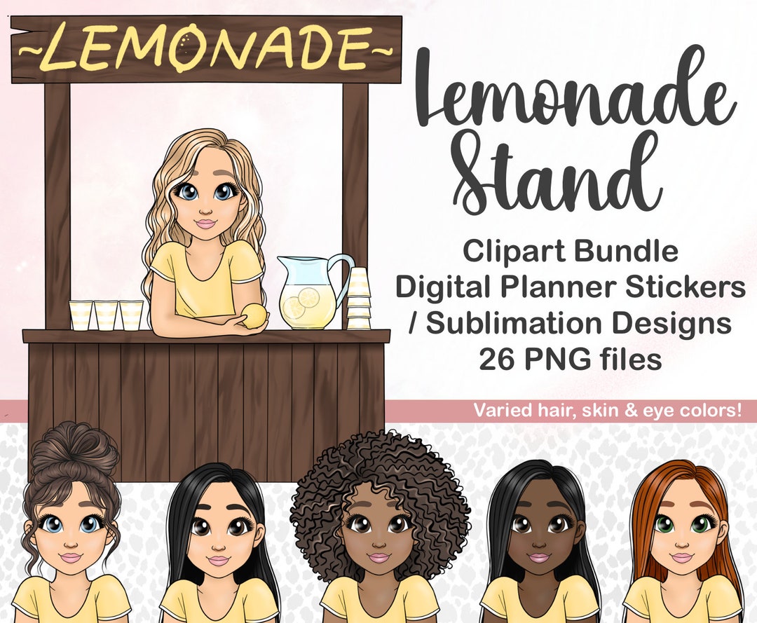 Lemonade Stand Girl Clipart, Cute Summer Drink Woman PNG, Beverage ...