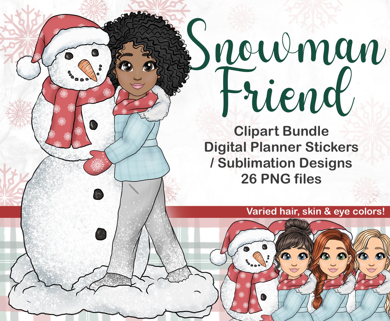 Kawaii Snowman Clipart Cute Chibi in Snow PNG Christmas - Etsy