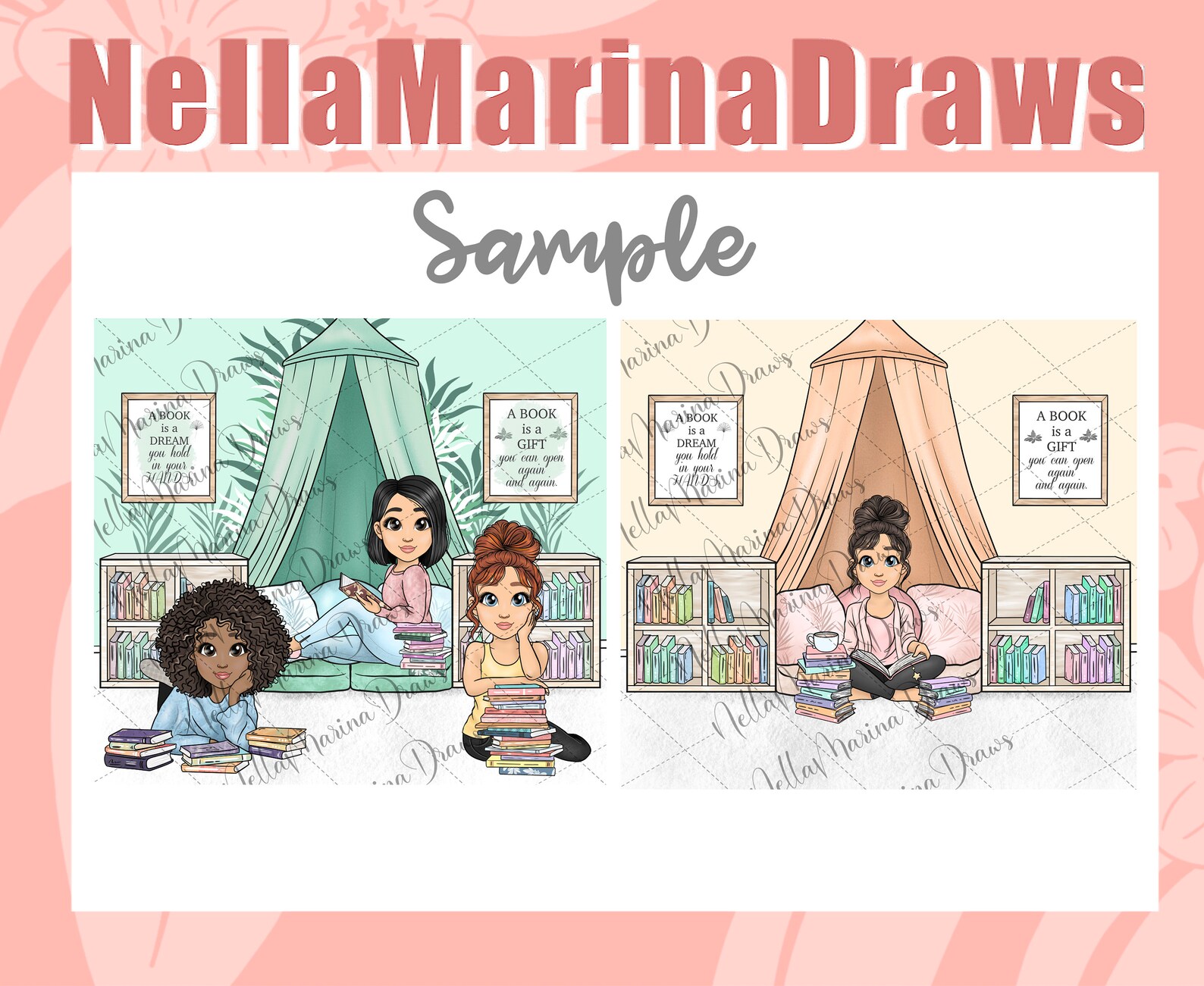 Bookworm Clipart Bundle, Girl Reading Books Planner Clipart Kit, Girl ...
