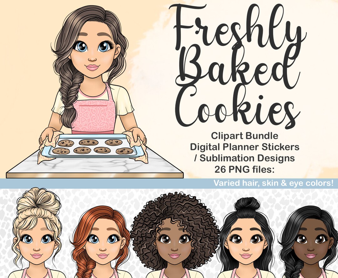 Baked Chocolate Chip Cookies Girl Clipart, Kawaii Baker Mom PNG ...