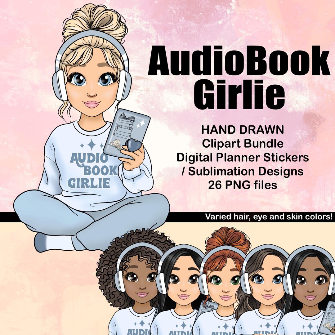 Audiobook Girl PNG, Bookish Clipart, Bookworm Romantasy Kindle ...