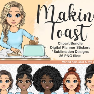 Cute Girl Making Toast PNG, Mom Making Toasted Bread Breakfast Clipart ...