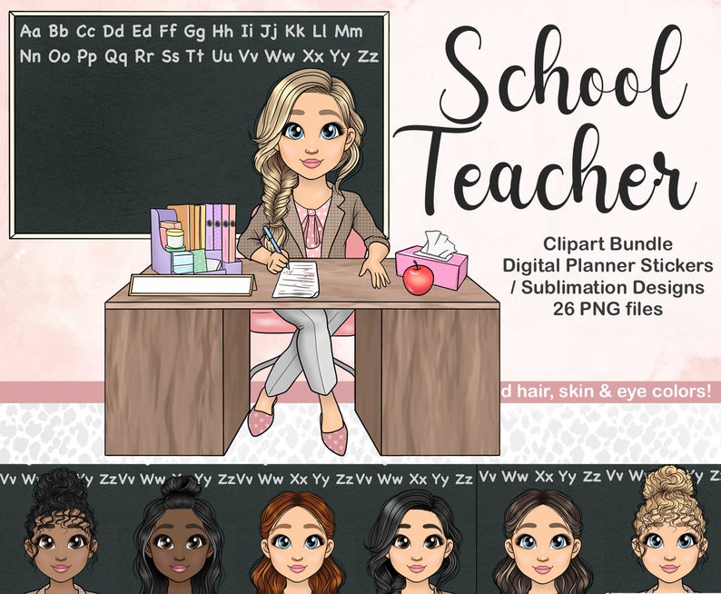 Teacher Clipart Back to School Classroom PNG Elementary - Etsy