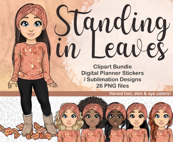 Kawaii Girl in Pile of Fall Leaves Clipart Fall Girl Clipart - Etsy Canada