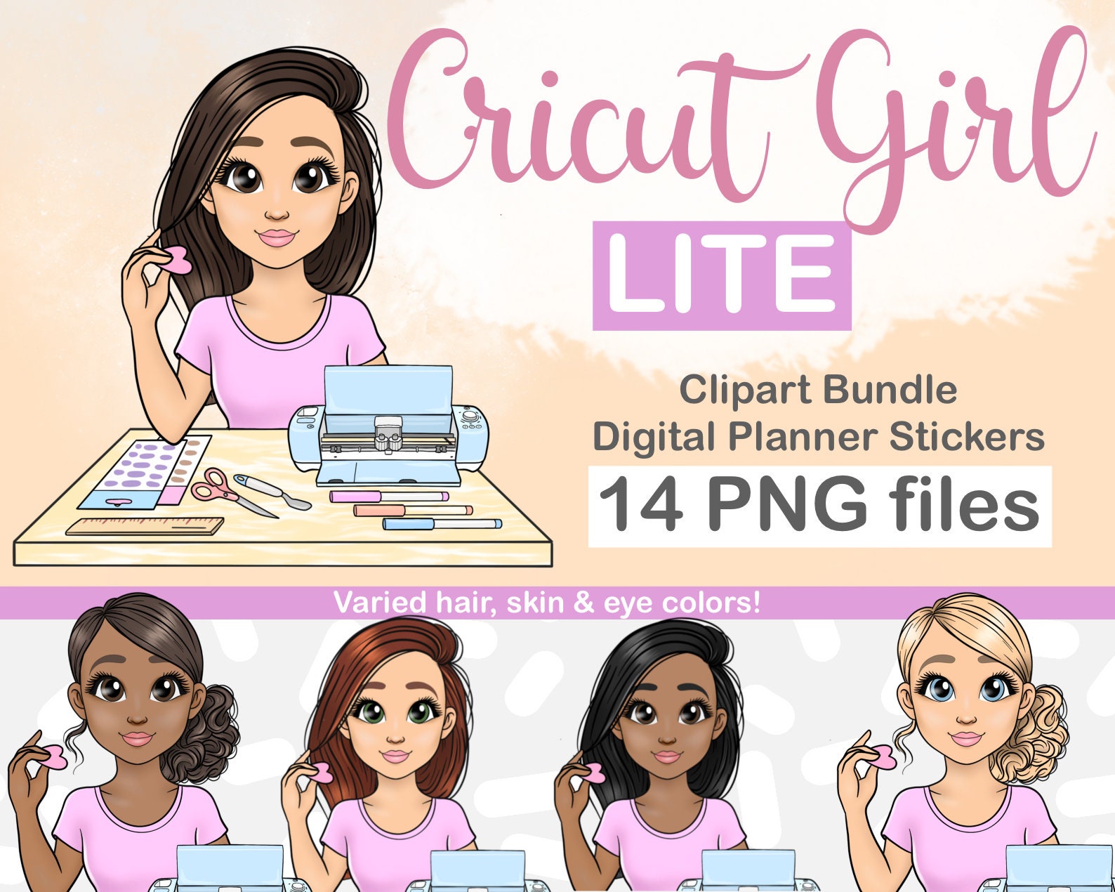 Crafting Girl Clipart / Crafty Girl PNG / Crafting Lady PNG / Cricut ...