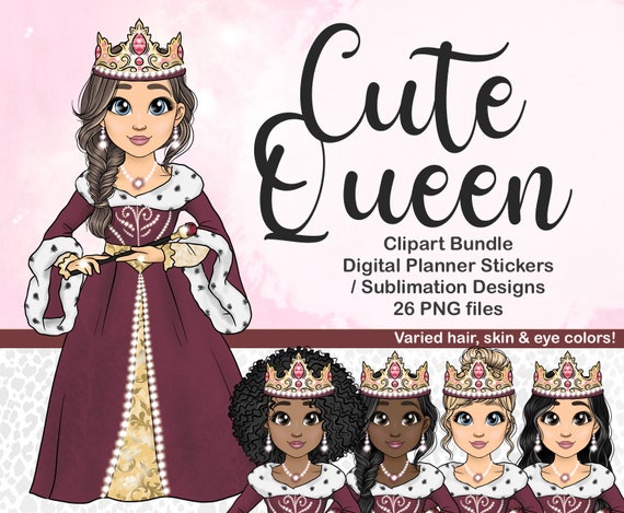 Cute Queen Clipart Royal Princess Lady PNG Kingdom - Etsy