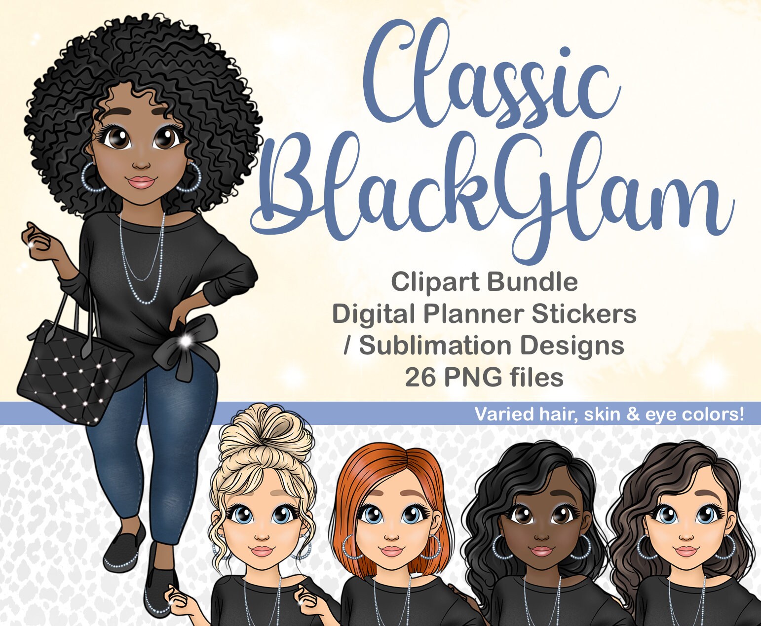 Cute Curvy Girl Clipart Jeans Girl Clipart 1x1 Custom - Etsy
