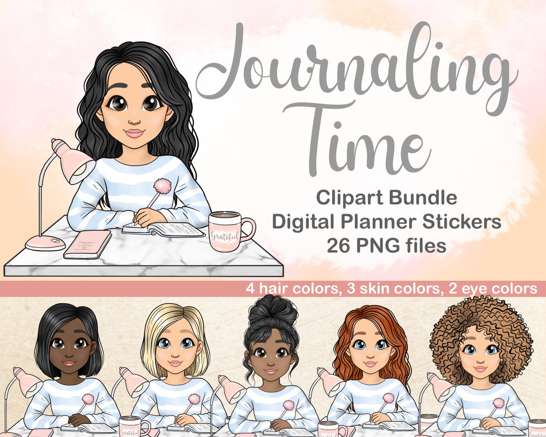 Journaling Girl Clipart, Woman Journal PNG, Writing Girl Clipart ...