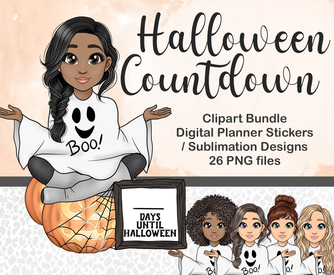 Halloween Countdown Clipart, Cute Ghost Costume Doll PNG, Kawaii Spooky ...