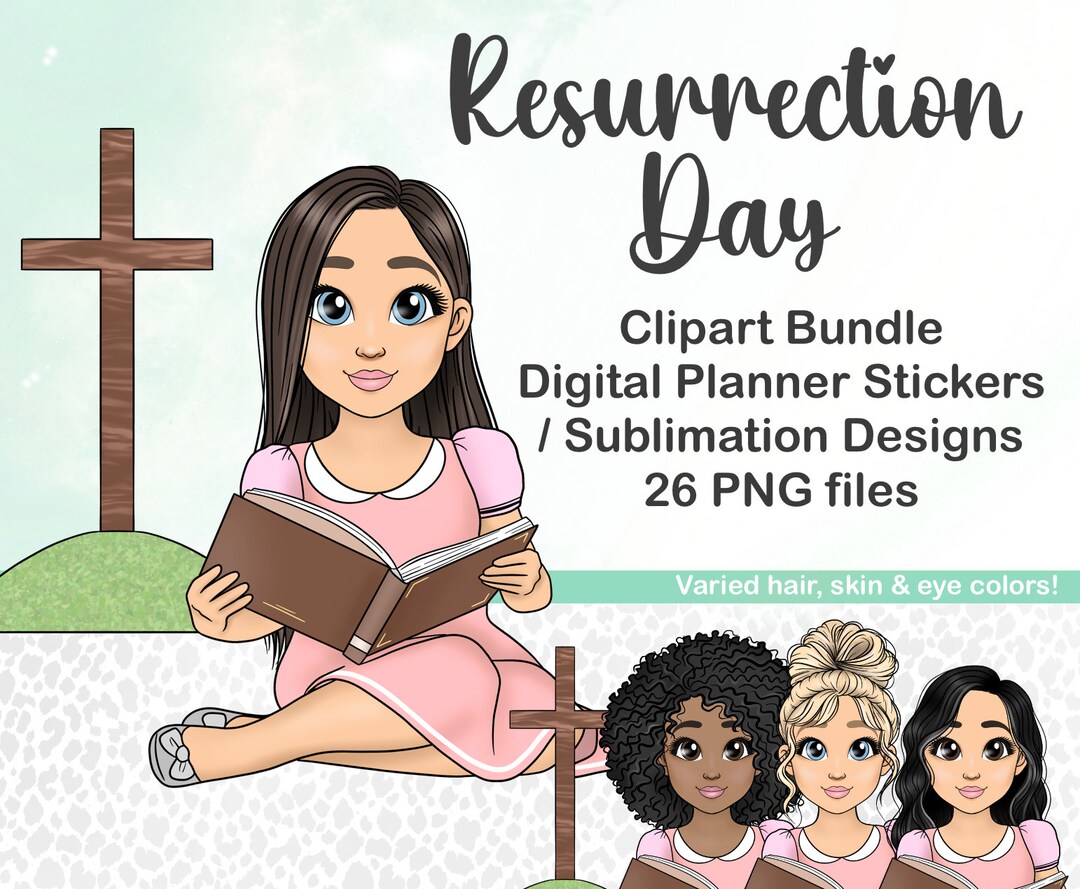 Hand Drawn Resurrection Day Clipart, Easter Cross Clipart Bundle ...