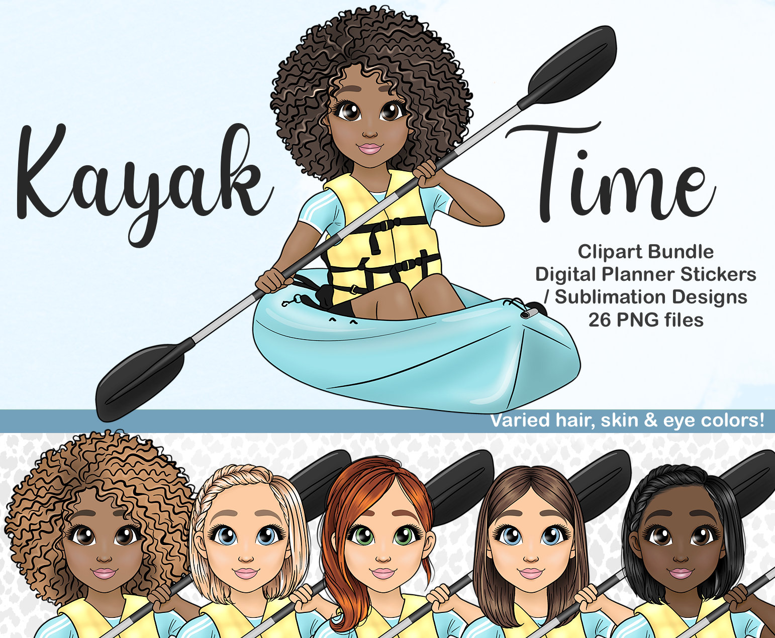 Kayak Girl Clipart Kawaii Sport Activity Chibi PNG Boat - Etsy UK