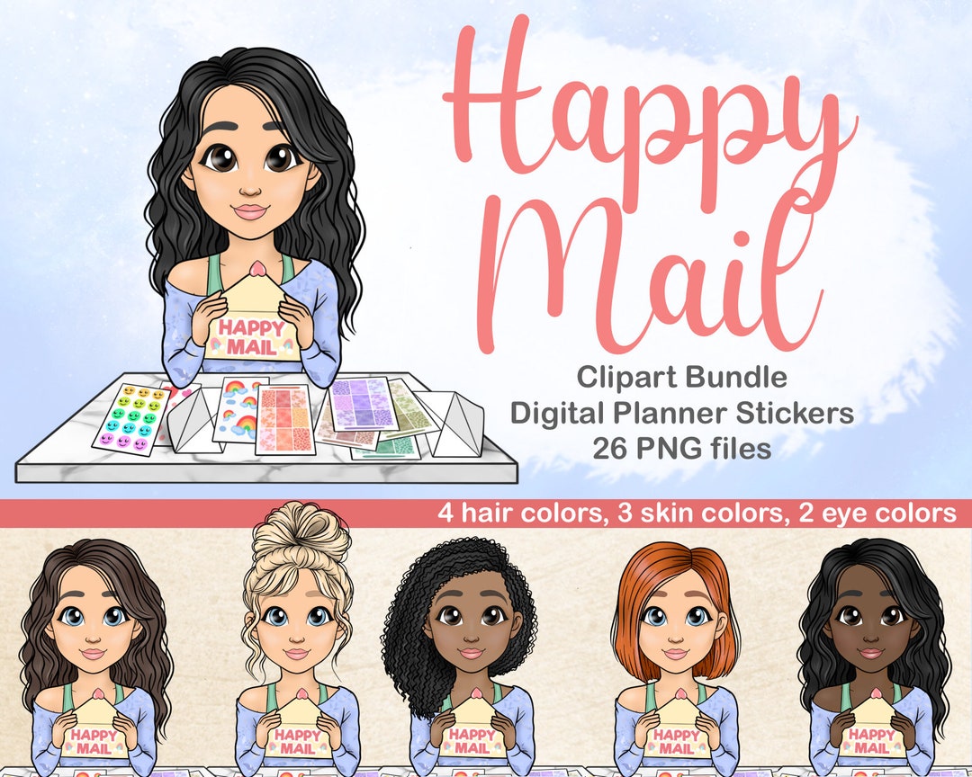 Happy Mail Clipart / Girl Illustration Clipart / Crafting Lady PNG ...