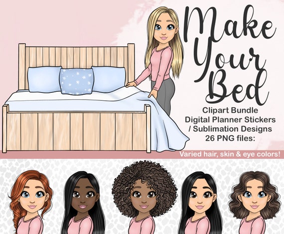 Girl Making Bed Clipart