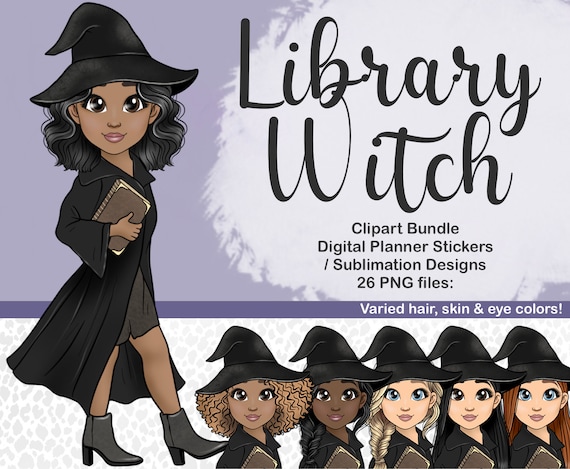 Library Witchy Girl With Book PNG Halloween Witch Clipart - Etsy