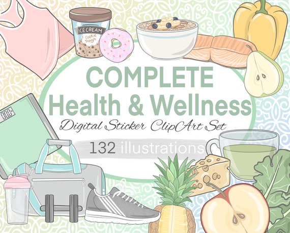 Fitness Clipart Bundle Health Clipart Fruits and | Etsy