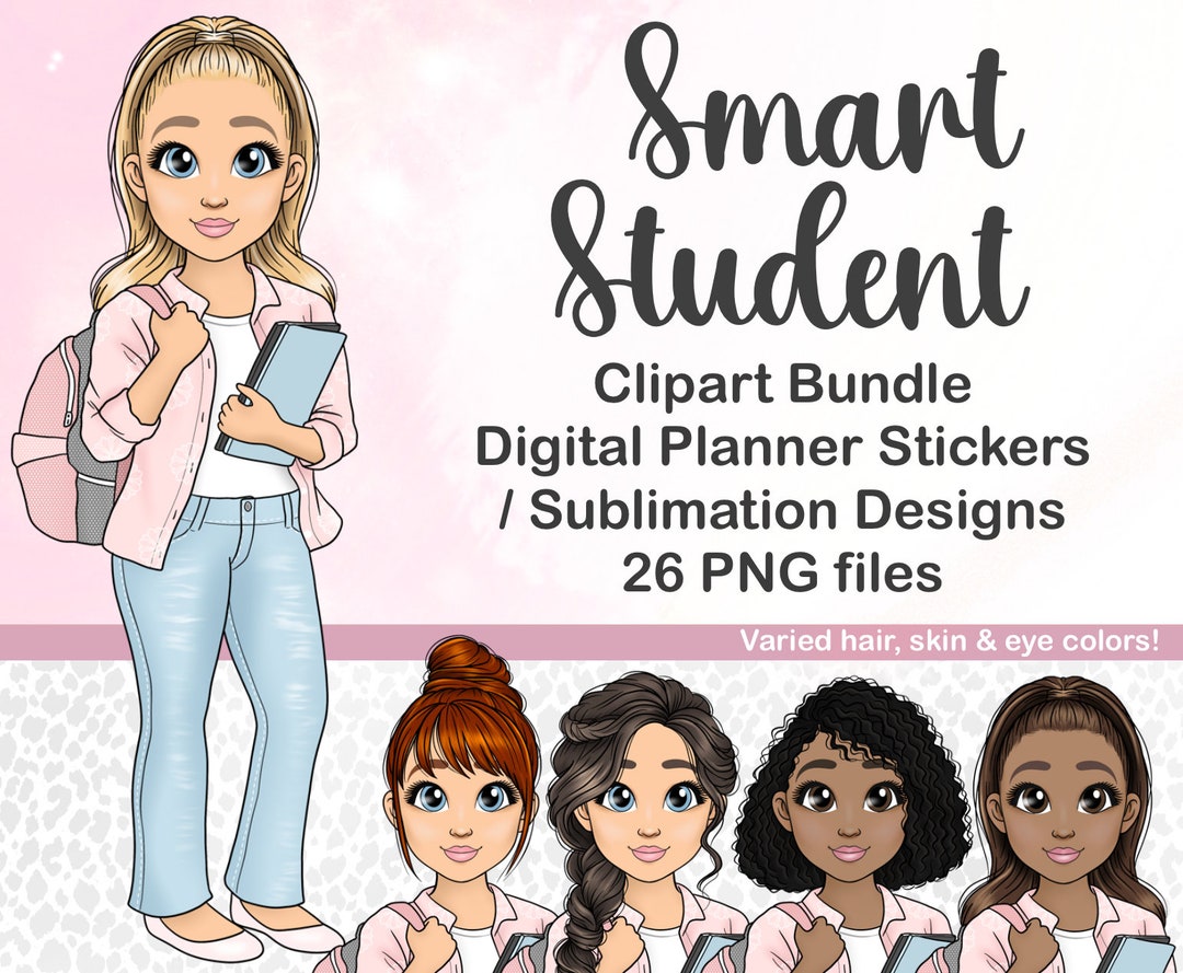 Cute Student Clipart, Kawaii School Chibi PNG, College Girl Printable ...