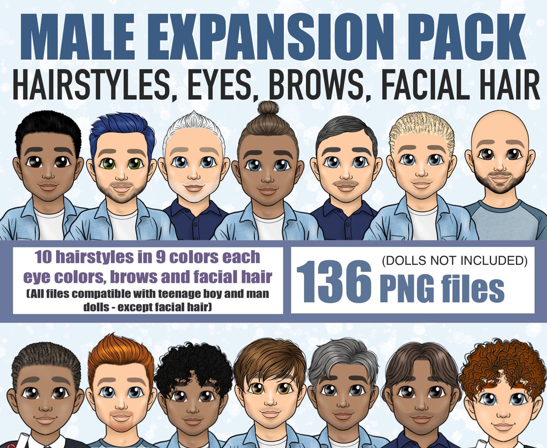 Customisable Men’s Hairstyle Clipart Bundle, Hair Digital Planner PNG ...