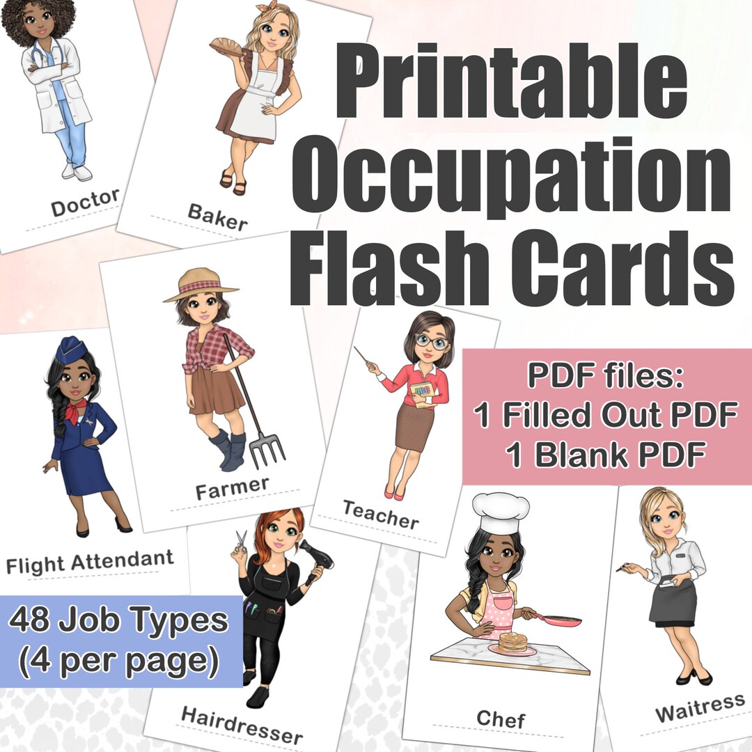 Printable Occupation Flashcards for Kids, Homeschool Children’s ...