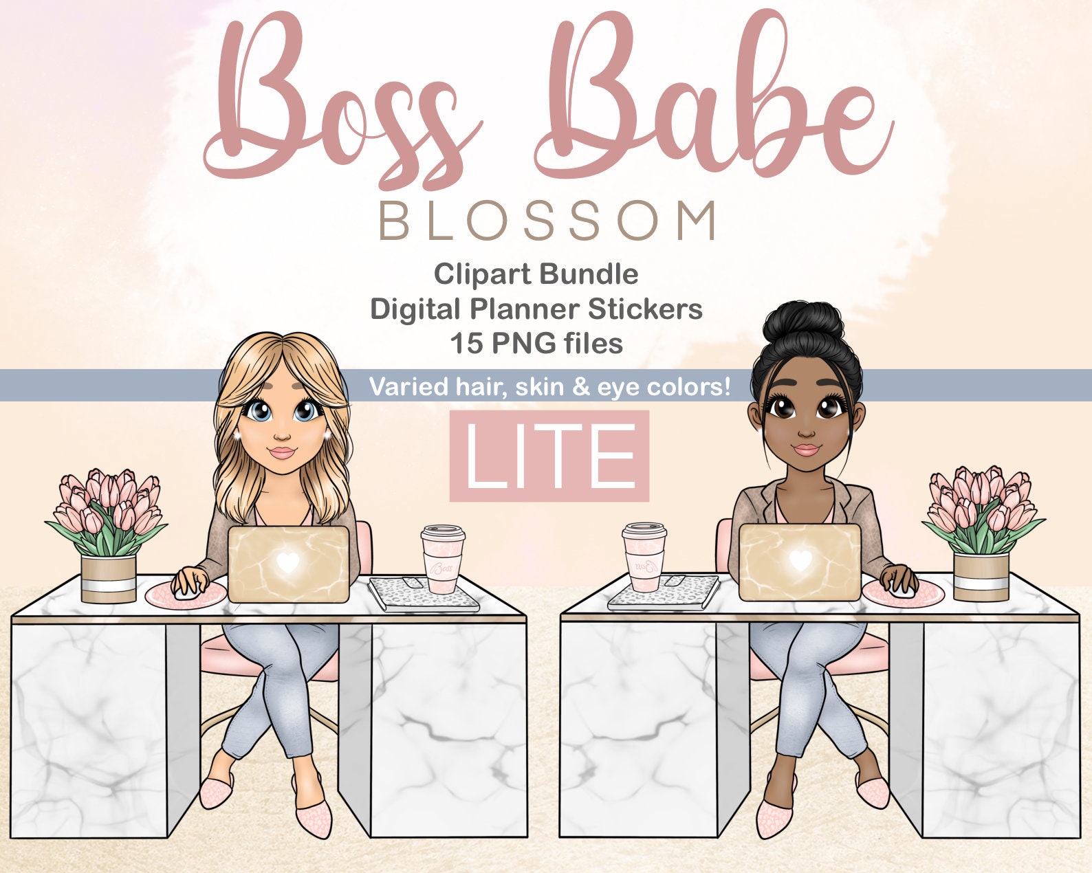 Boss Babe Clipart / Girl Boss Office Scene Clipart Bundle / - Etsy