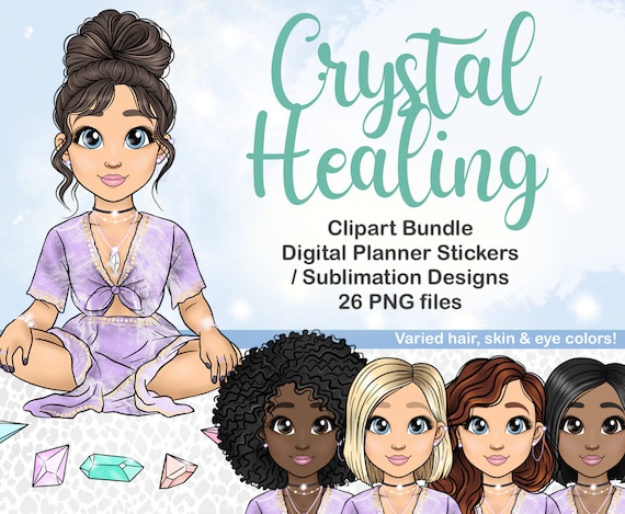 Healing Crystal Girl Clipart Divination Planner Sticker - Etsy