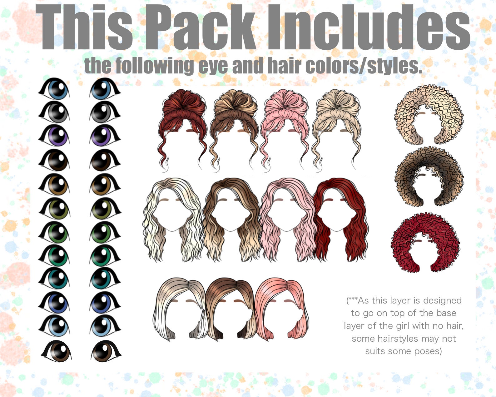 Custom Hairstyle Clipart Bundle / Cute Cartoon Hairstyle PNG / Overlay ...