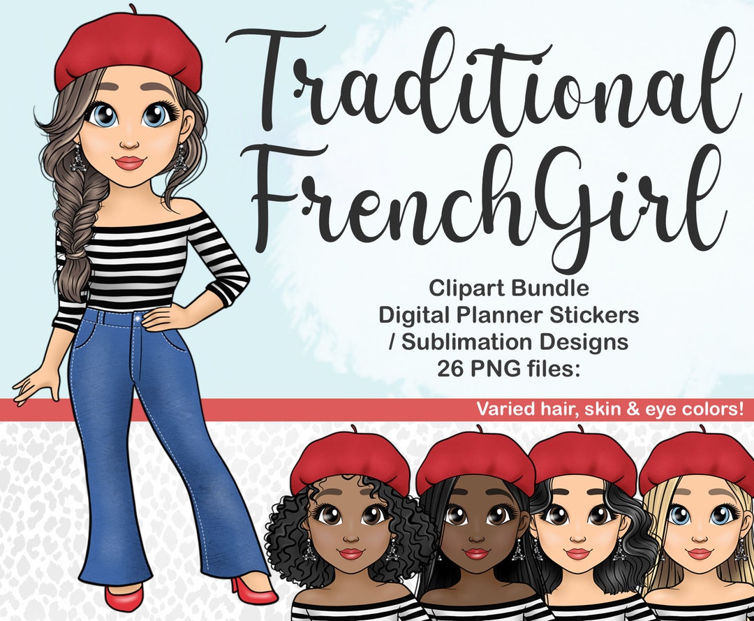 Traditional French Fashion Girl Clipart, France Paris Style Woman ...