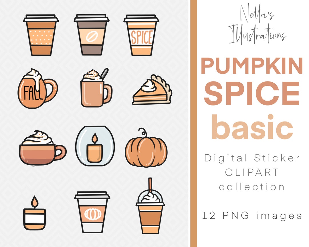 Basic Pumpkin Spice Clipart / Basic Fall Clipart / Basic Autumn Clipart ...