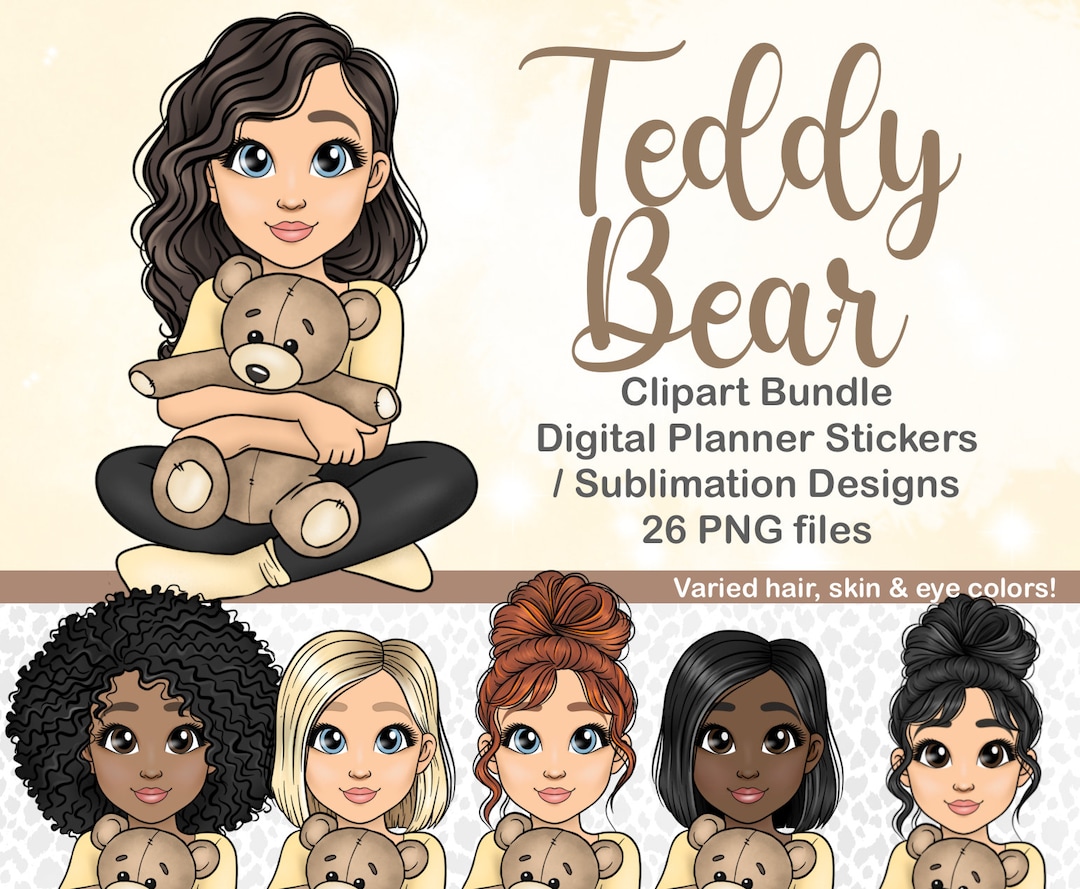 Cute Teddy Girl PNG, Girl Teddy Bear Clipart, Girl With Bear Printable ...