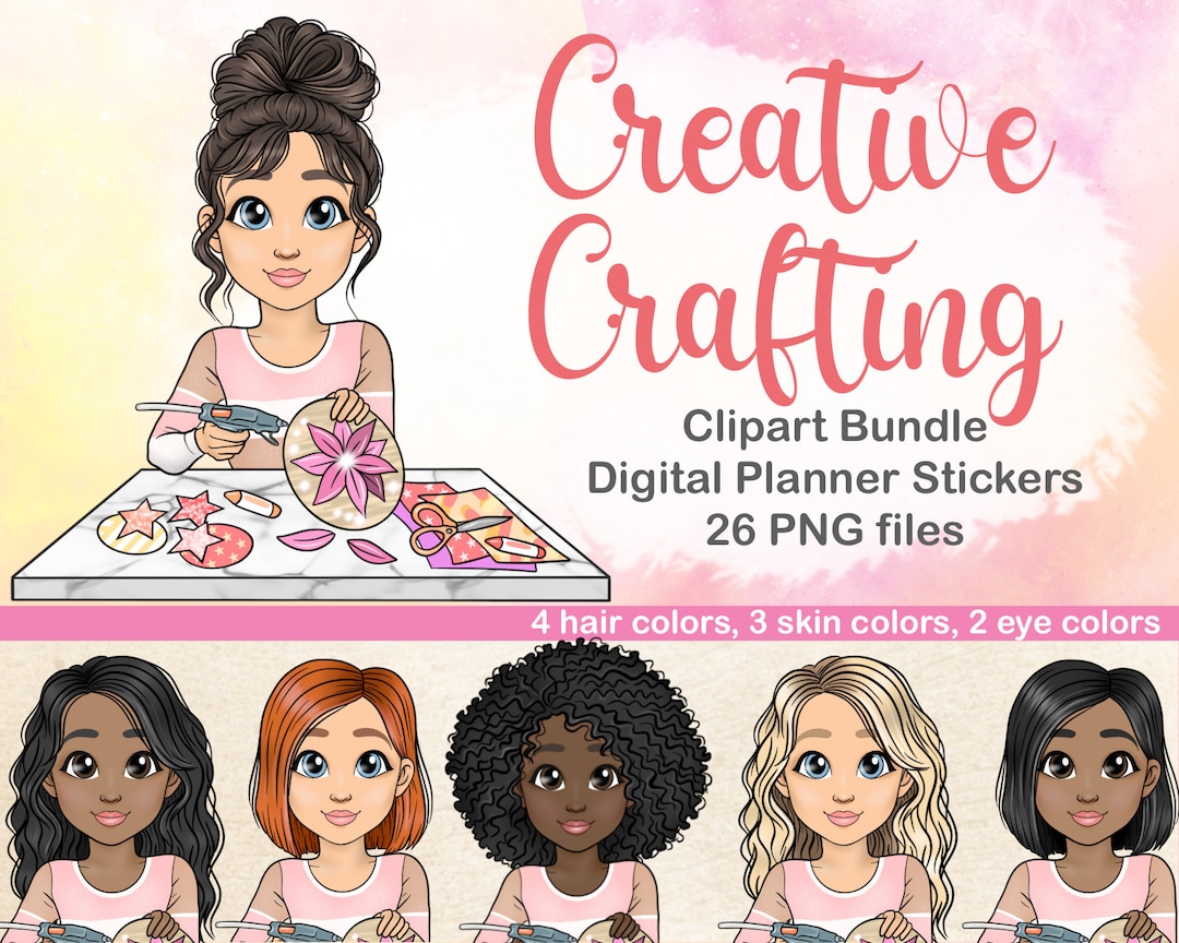Crafting Clipart, Crafting Logo, Craft Lady Clipart, Crafty Girl ...