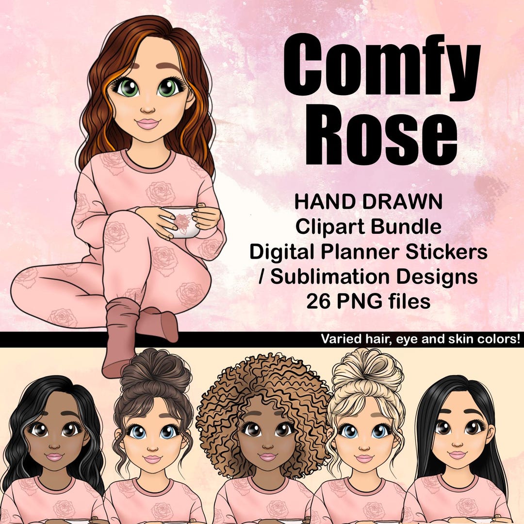 Kawaii Comfy Chibi With Coffee PNG, Cute Cosy Boss Babe Girl Clipart ...